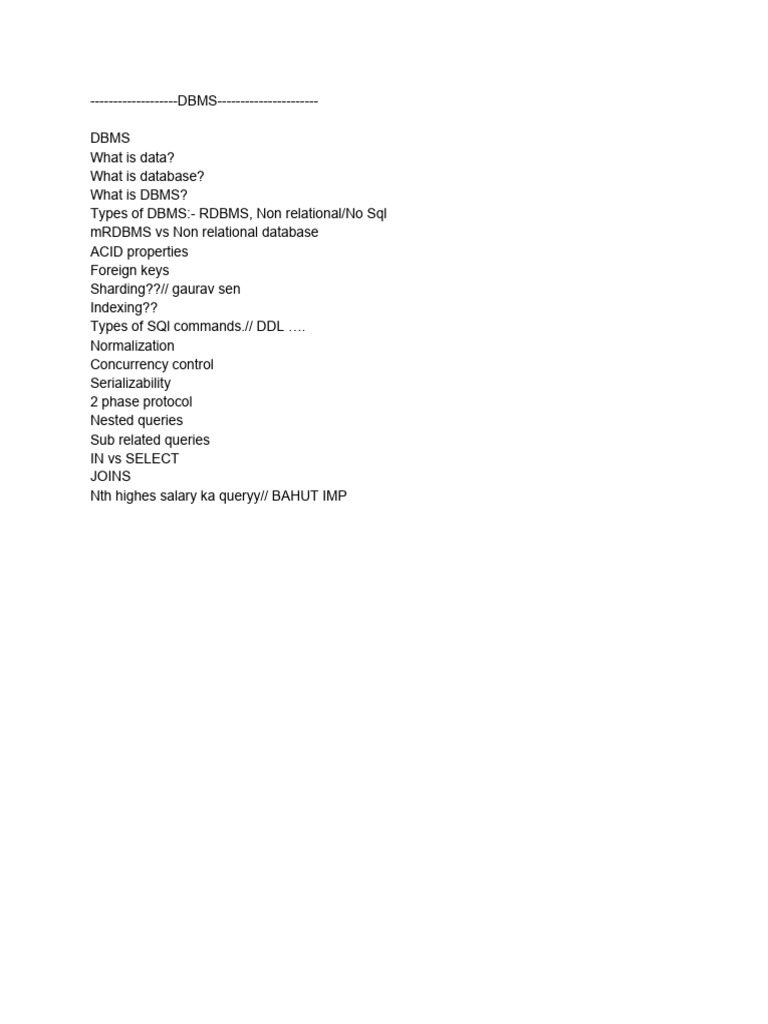 DBMS Interview Questions | PDF