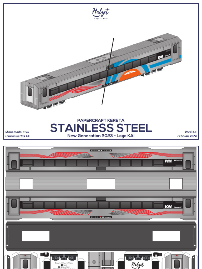 [Halzet] Papercraft Kereta Stainless Steel NG (BETA) | PDF