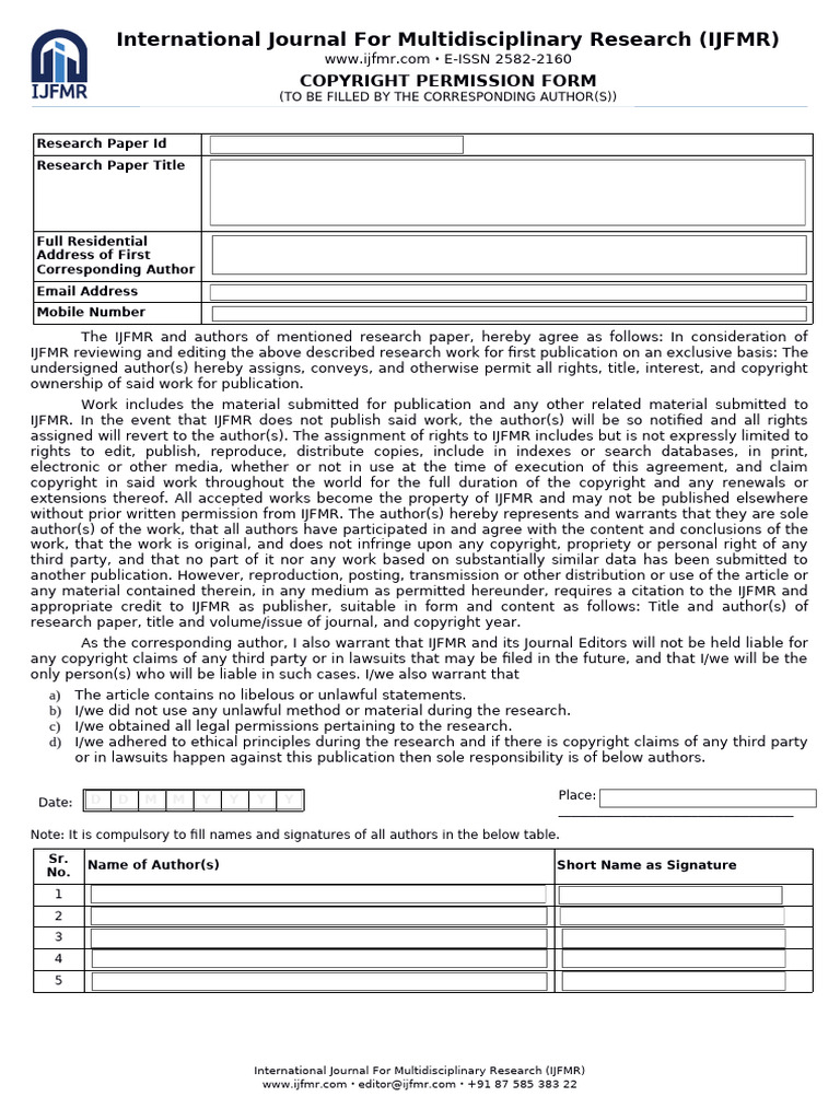 9yvwdp Copyright Permission Undertaking Form | PDF | Copyright ...