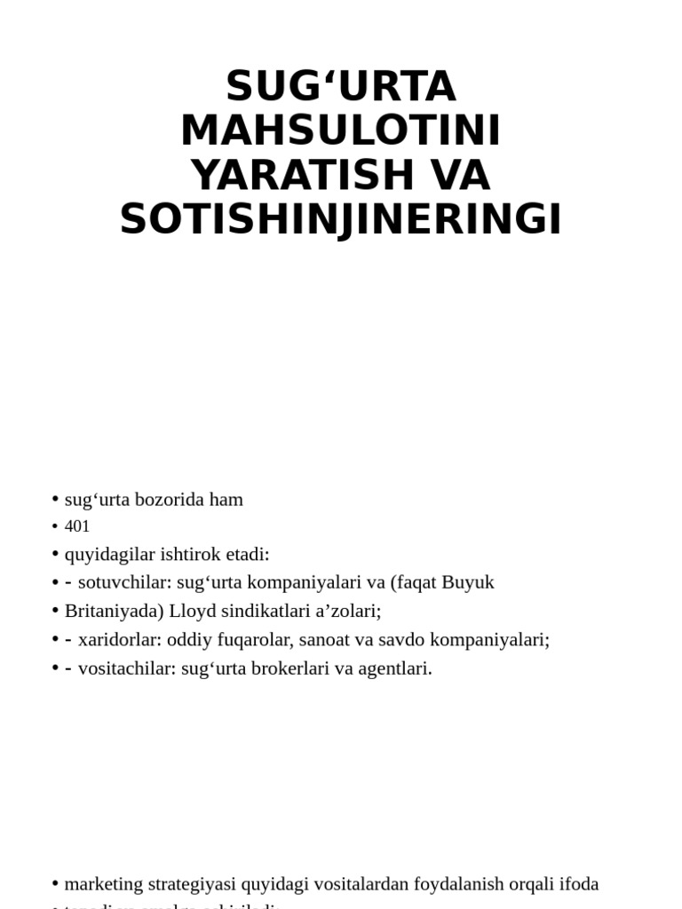 Sug Urta Mahsulotini Yaratish Va | PDF
