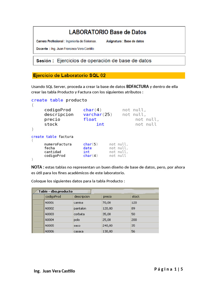 Laboratorio - Usando Sentencias SQL Server | PDF | SQL | Gestión de tecnología de la información