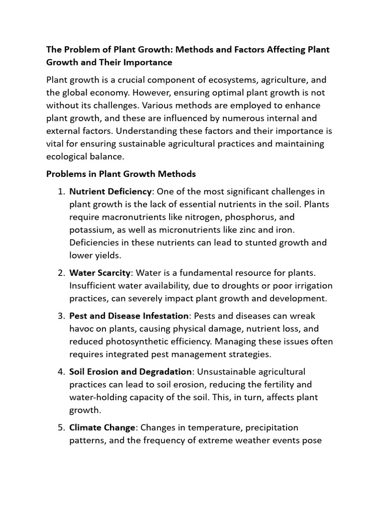Factors Influencing Plant Growth Methods | PDF | Agriculture | Soil