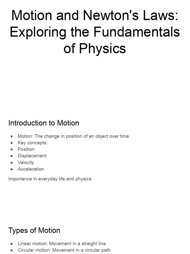 Motion and Newton's Laws - Exploring The Fundamentals of Physics | PDF | Force | Acceleration