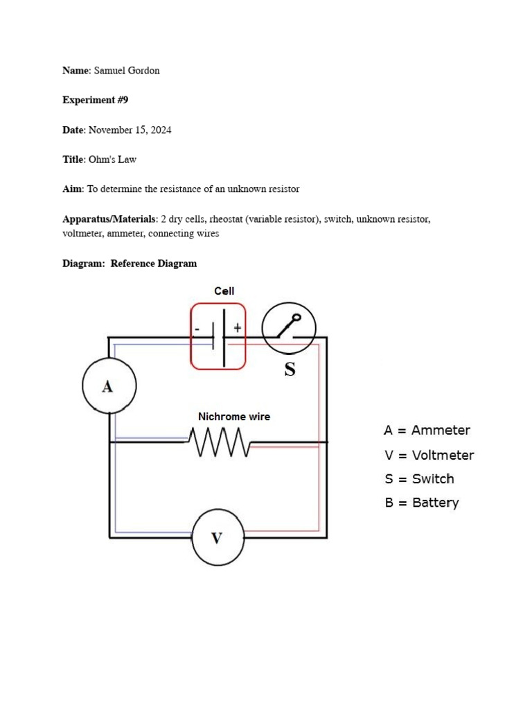 Ohm's Law Experiment: Resistance Measurement | PDF | Voltage | Series And Parallel Circuits
