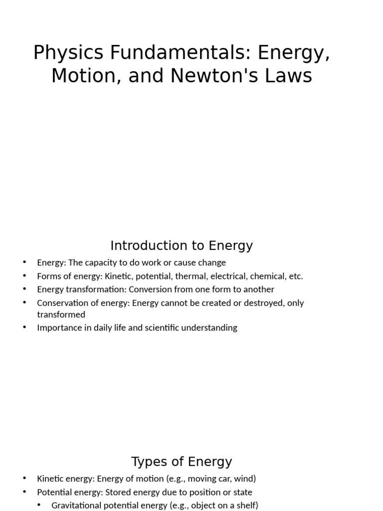 Energy and Motion: Newton's Laws Explained | PDF | Force | Velocity