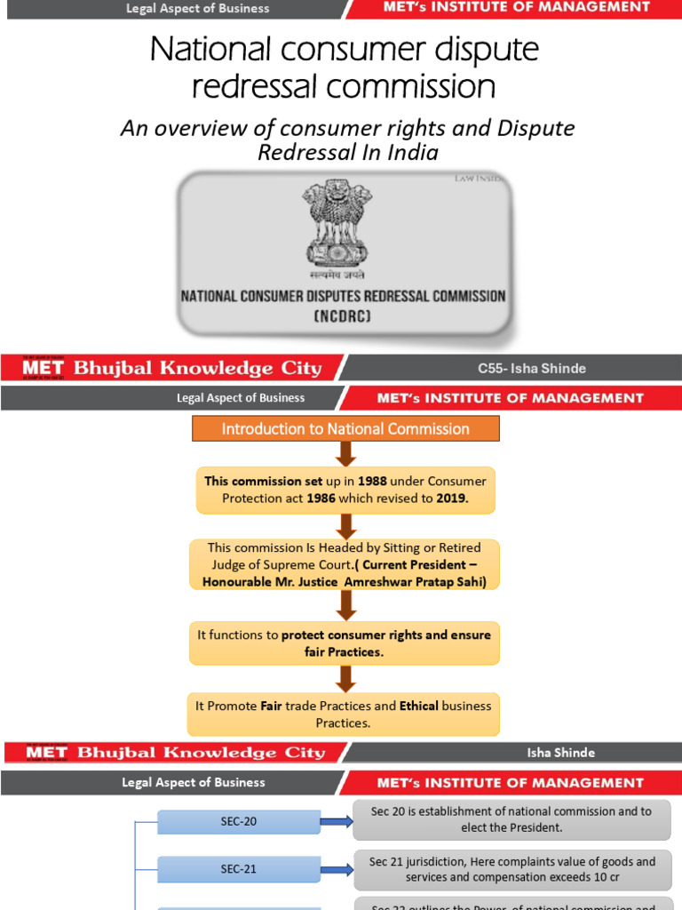 NCDRC Overview and Consumer Rights | PDF | Complaint | Consumer Protection