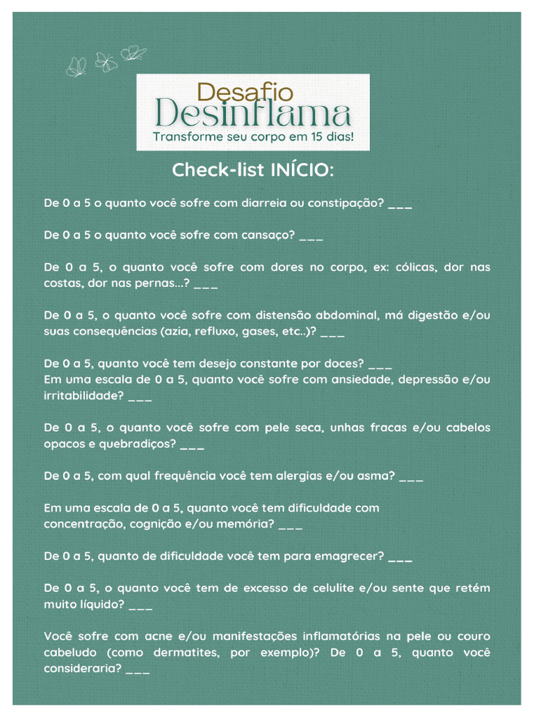 CHECK--LIST--DESAFIO--DESINFLAME | PDF