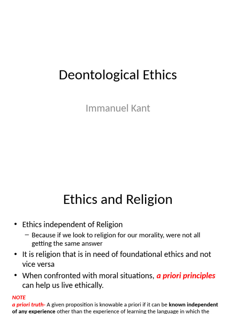 Deontological Ethics 1 | PDF | A Priori And A Posteriori