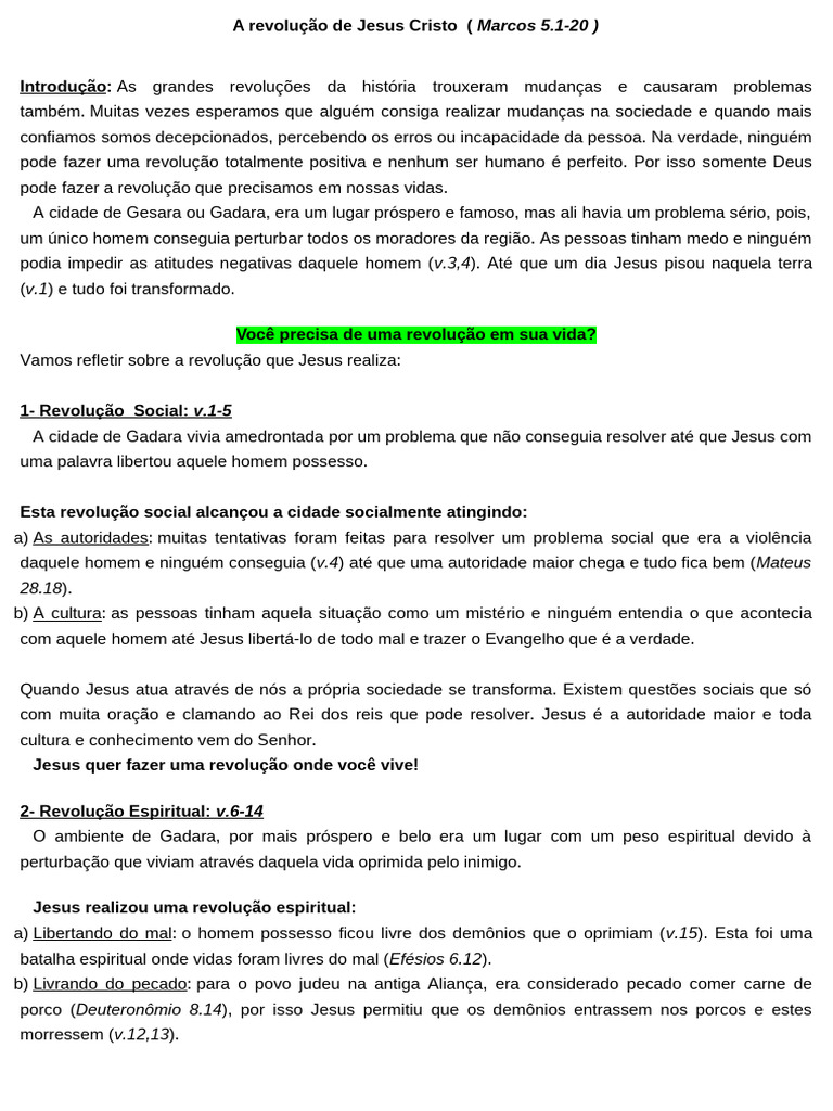 Revolução de Jesus em Gadara | PDF | Jesus | Revoluções