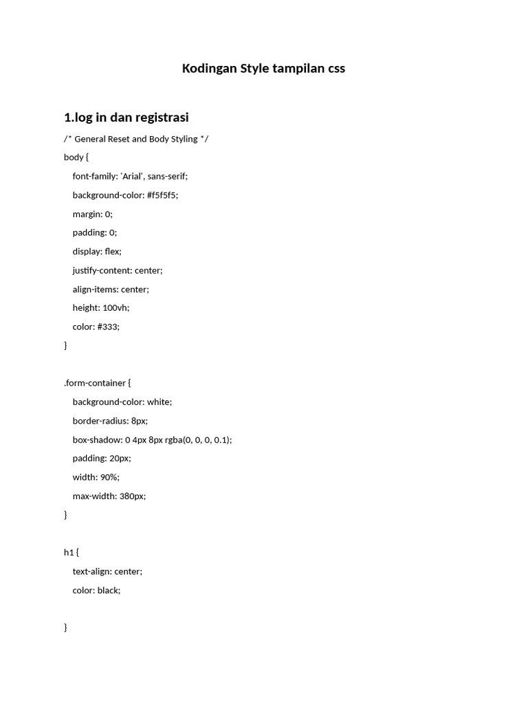 Kodingan Style Tampilan Css | PDF | Human–Computer Interaction ...