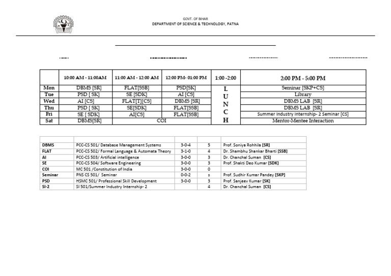 5th Sem Time Table - March - 2025 | PDF | Computing | Computer Science