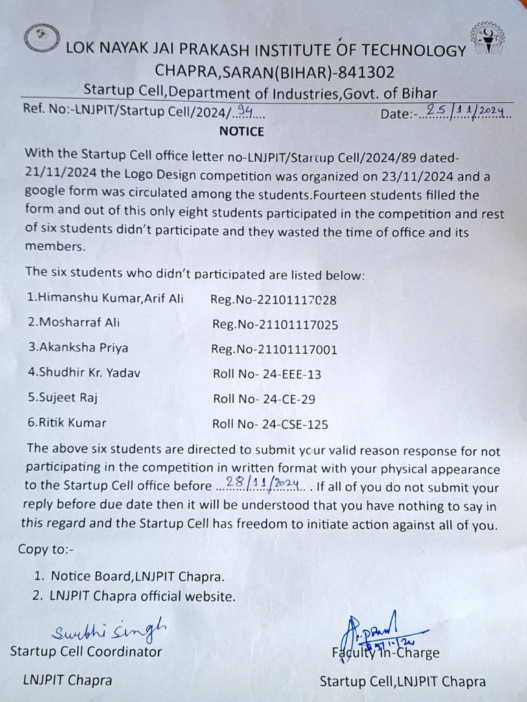 Startup Notice 1 | PDF