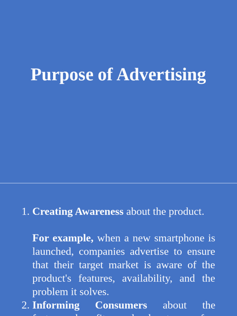 Key Purposes of Advertising Explained | PDF | Brand | Advertising