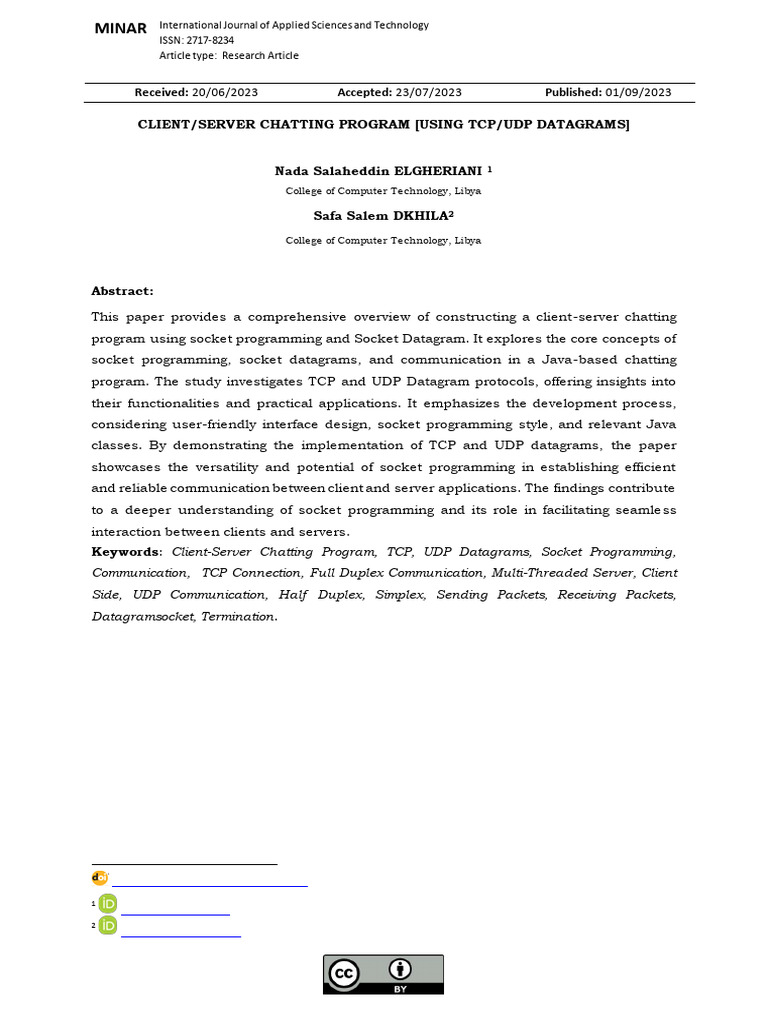 Client-Server Chat Program with TCP/UDP | PDF | Transmission Control Protocol | Client–Server Model