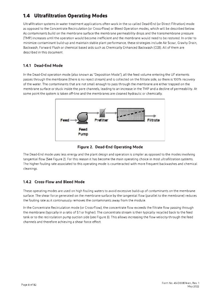 UF operating mode and Pretreatment requirement | PDF