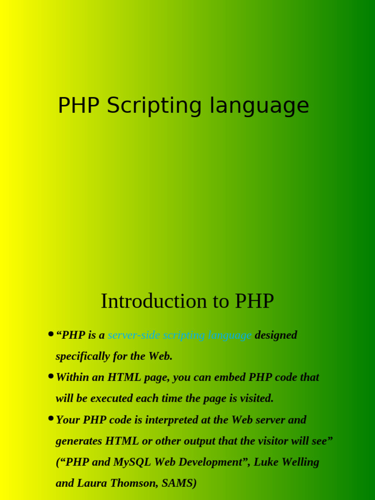 Introduction to PHP Scripting Language | PDF | Php | Class (Computer ...