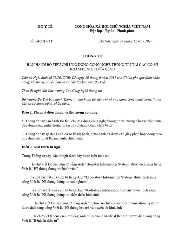 Thông Tư Số 54 2017 TT-ByT PDF | PDF