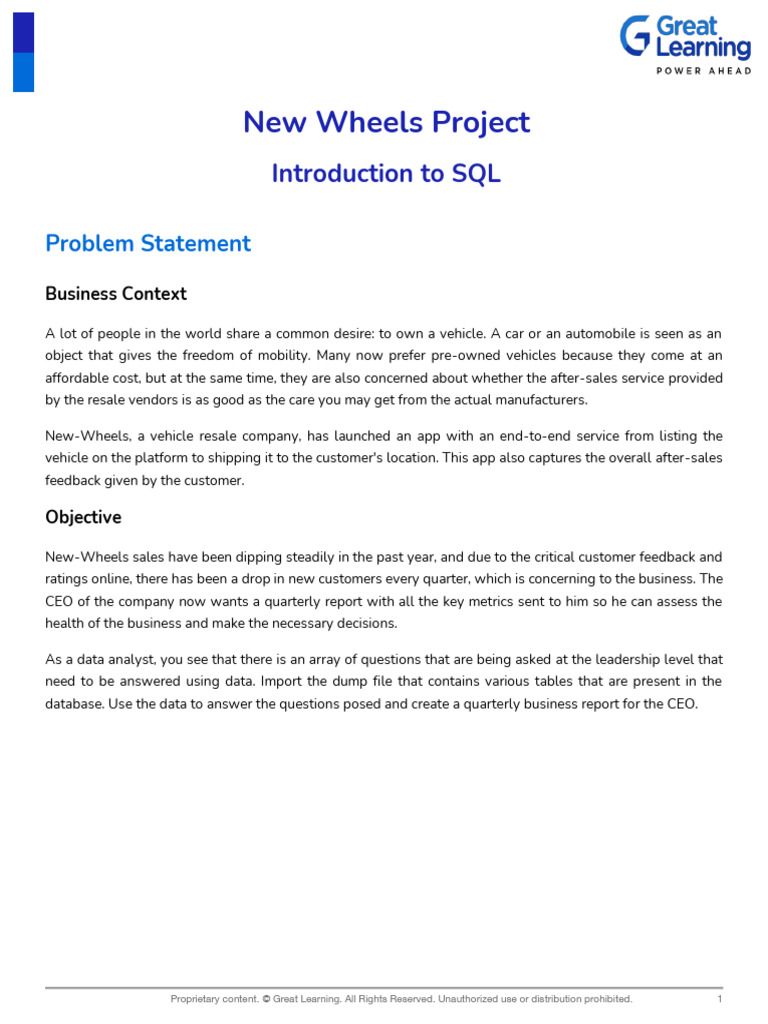 Quarterly SQL Report for New-Wheels | PDF | Feedback | Net Income