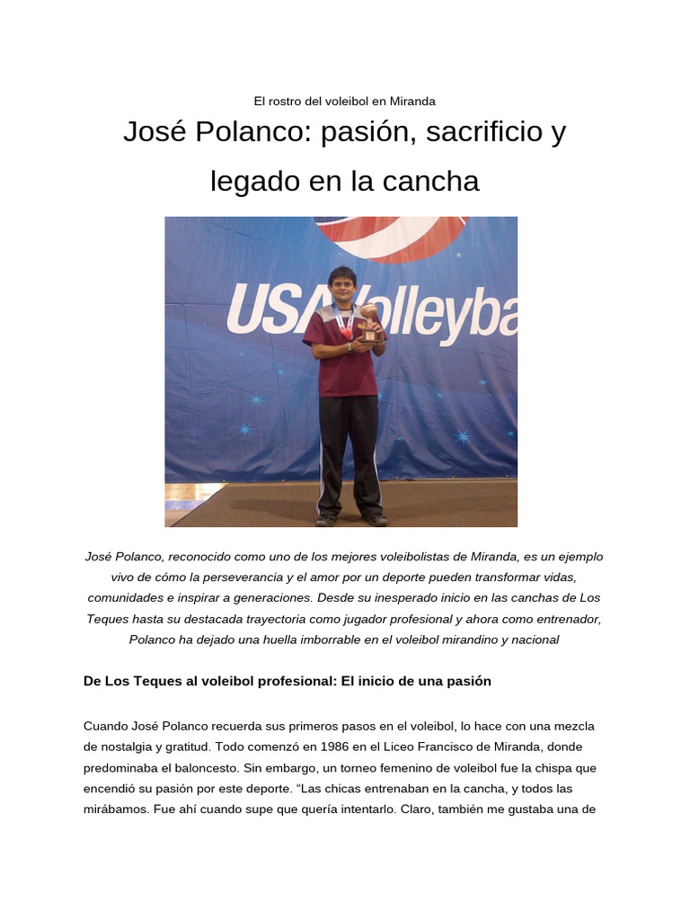 Semblanza - José Polanco | PDF | Vóleibol | Venezuela