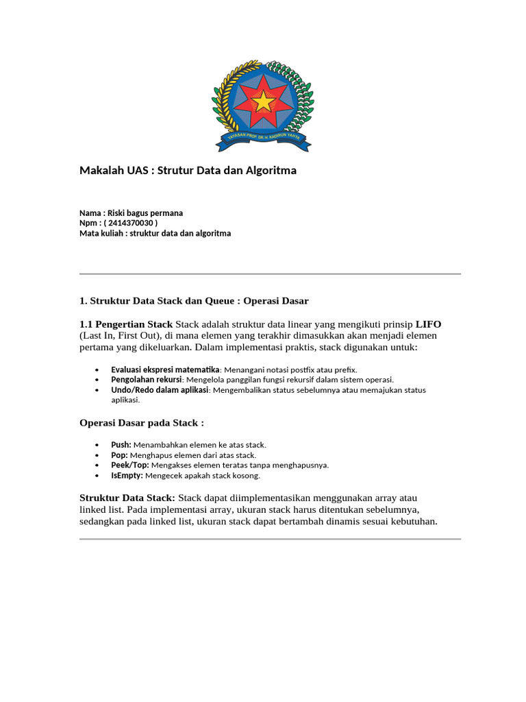 Makalah Struktur Data Dan Algoritma | PDF