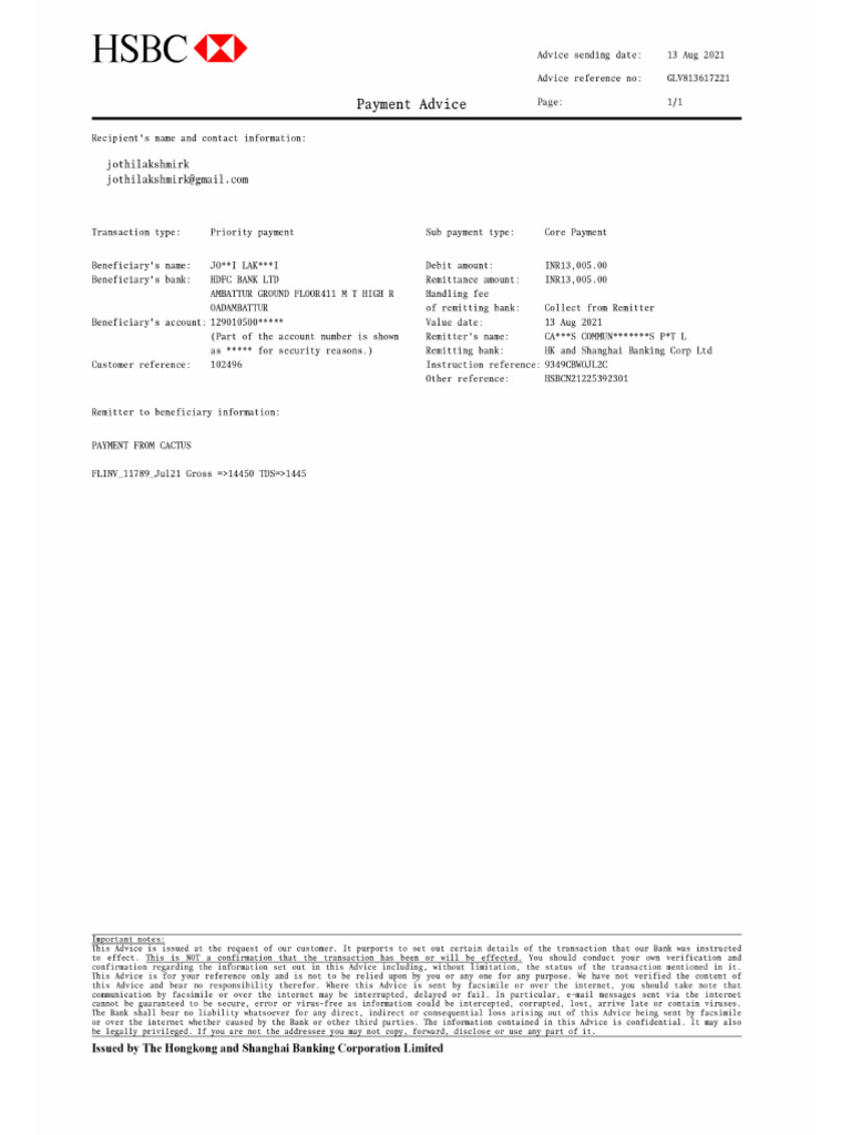 Payment Advice | PDF