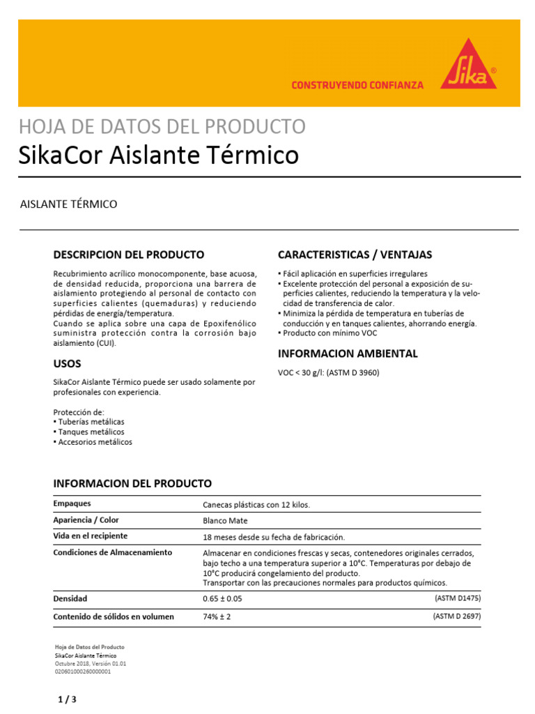 Co-Ht - SikaCor Aislante Térmico | PDF | Aislamiento térmico ...