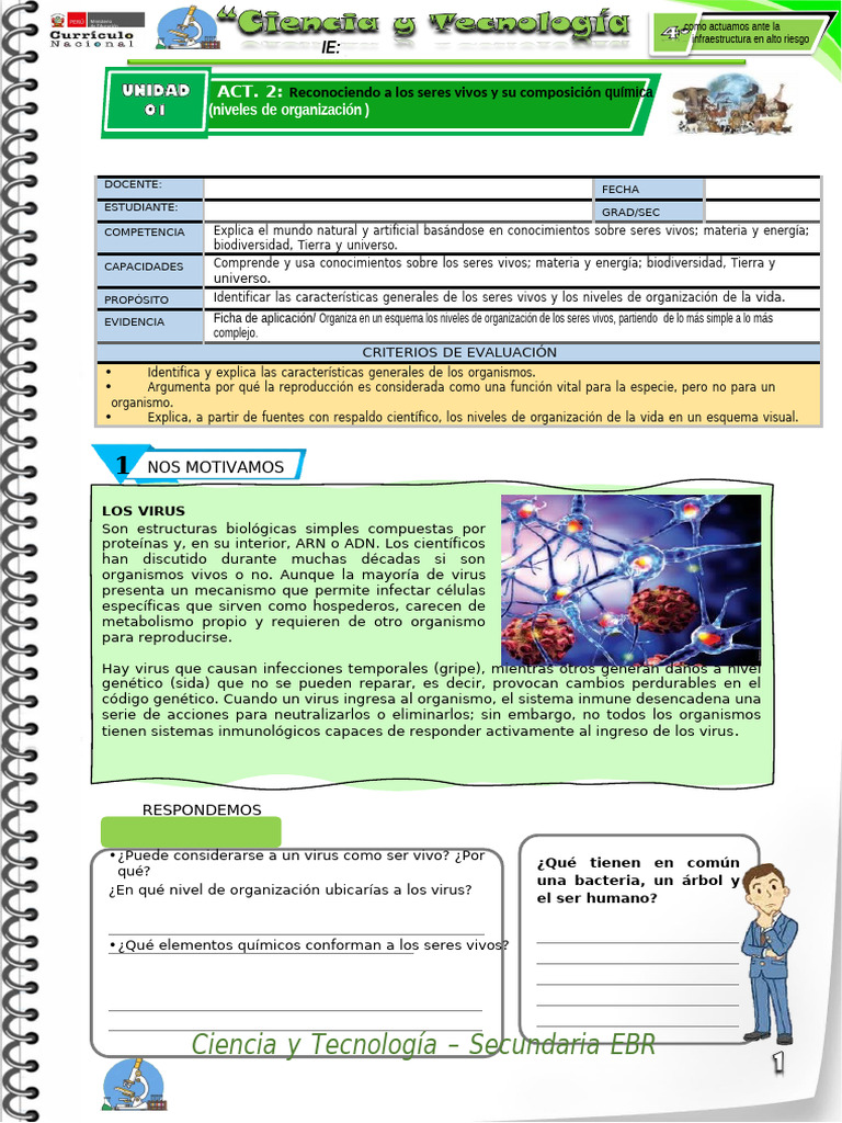 4º ACT 2-CYT-U1 ok | PDF | Organismos | Vida