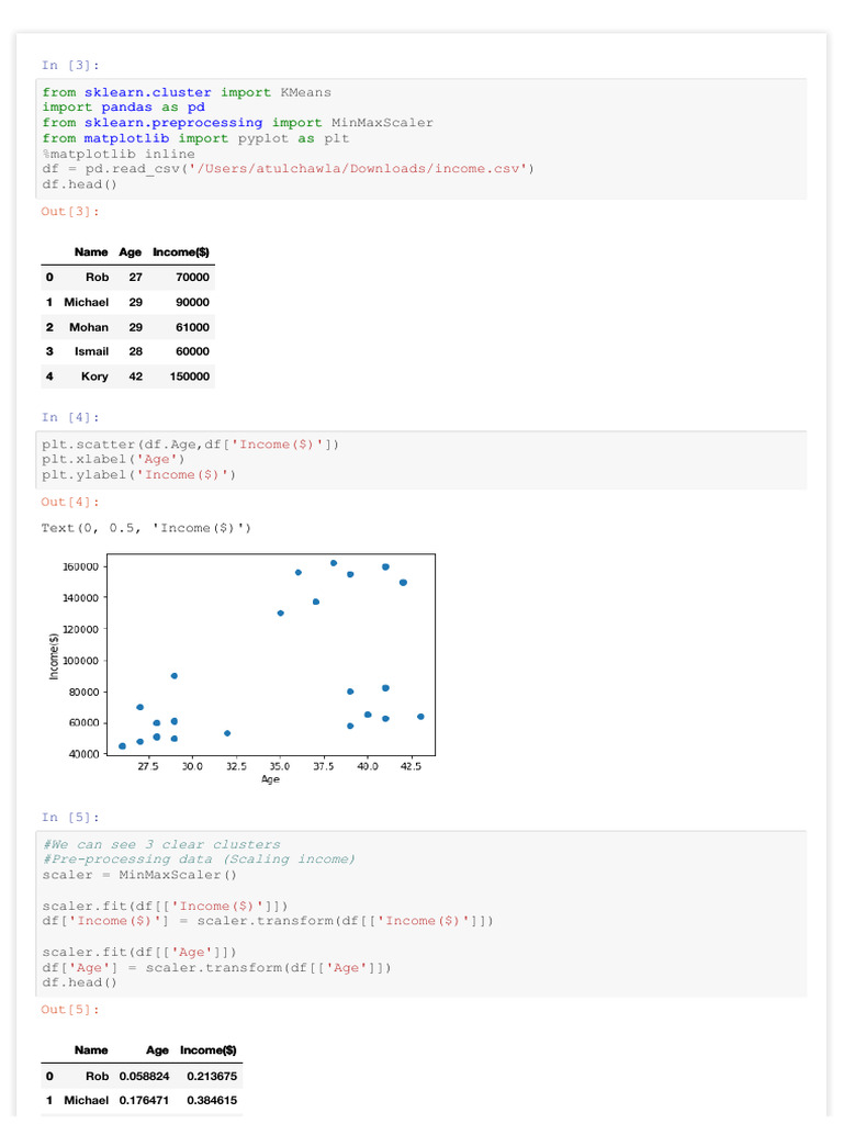 Income (K-Means Clustering On A Sample Data Set) | PDF | Applied Mathematics | Artificial ...