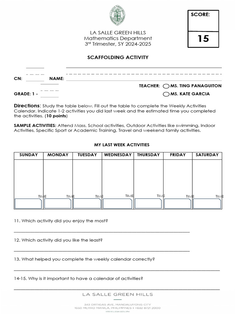 3rd Trim. Scaffolding Activity Sheet | PDF