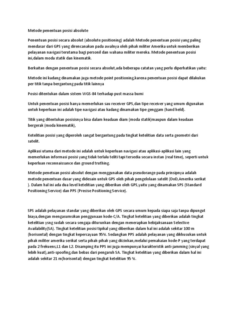 Metode Penentuan Posisi Absolute | PDF