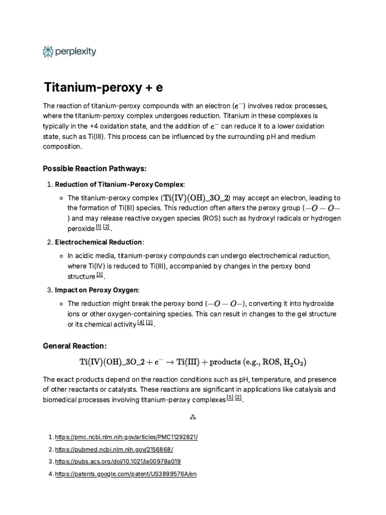 Titanium-Peroxy + e | PDF