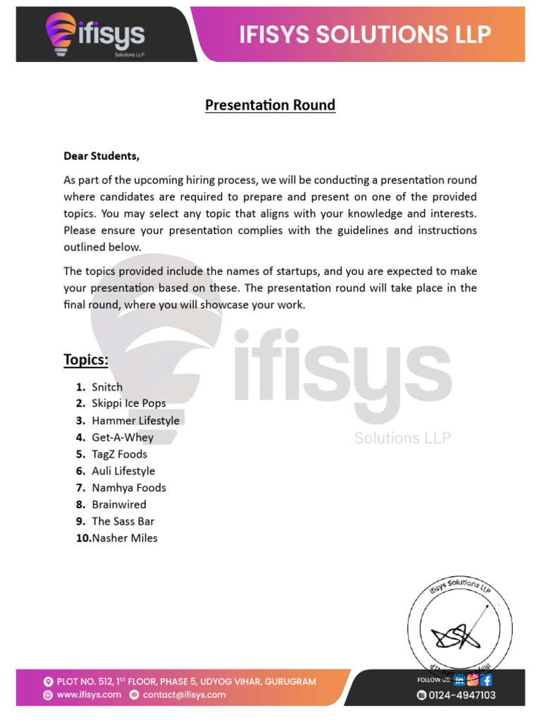 Guidelines For Presentation | PDF | Startup Company | Small Business & Entrepreneurs