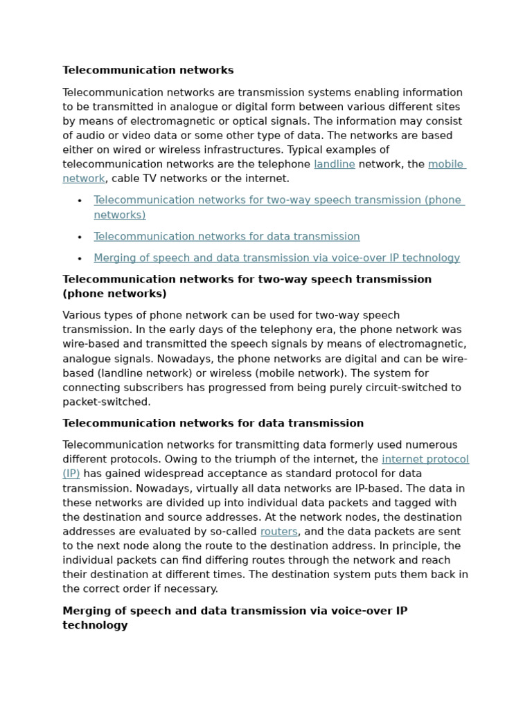 Telecommunication Networks | PDF | Computer Network | Voice Over Ip