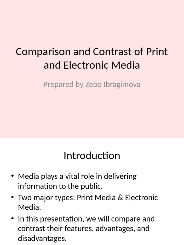 Print vs. Electronic Media Analysis | PDF
