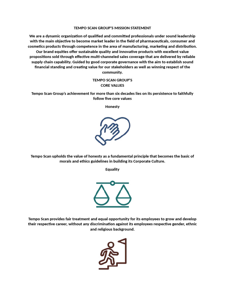 Tempo Scan Group Mission & Values | PDF | Supply Chain | Governance