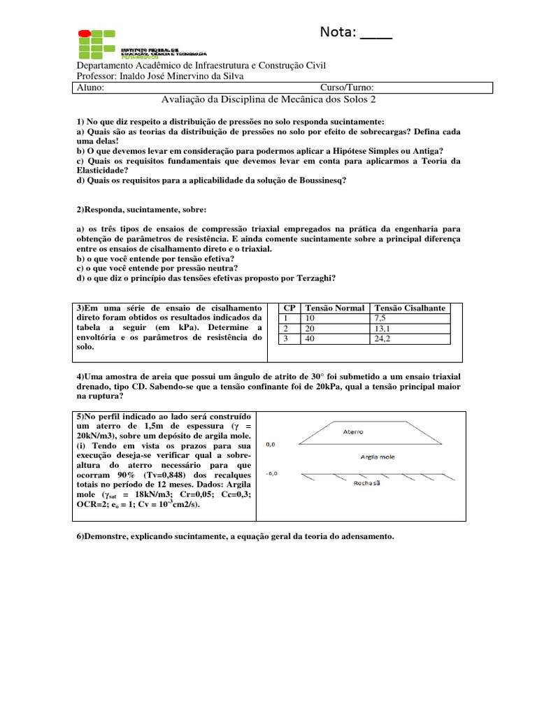 Prova 1 - 2 Unidade | PDF