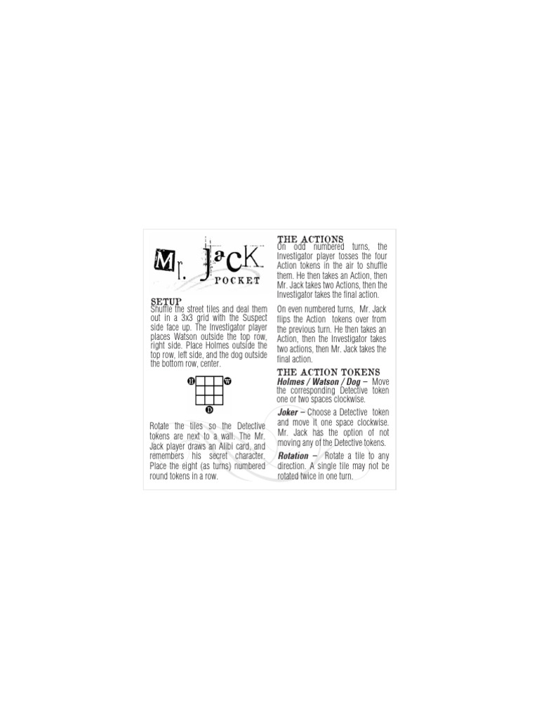 Mr. Jack Pocket Quick Rules Edit v2 | PDF | Games Of Mental Skill ...