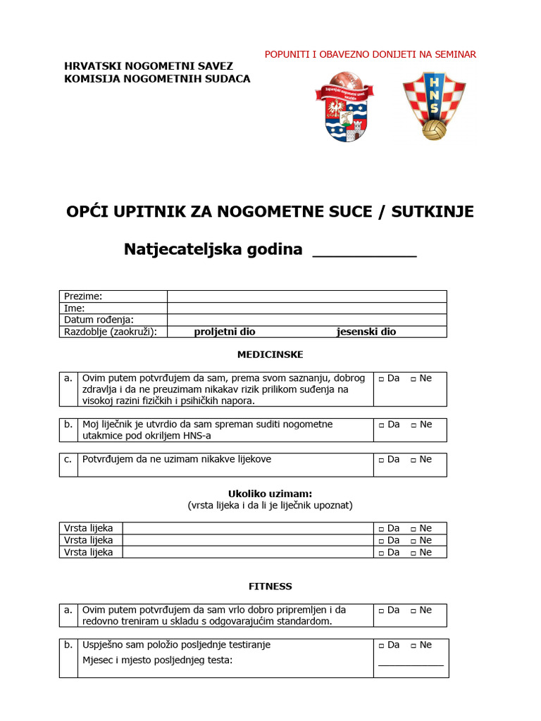 Opći Upitnik Za Suce | PDF