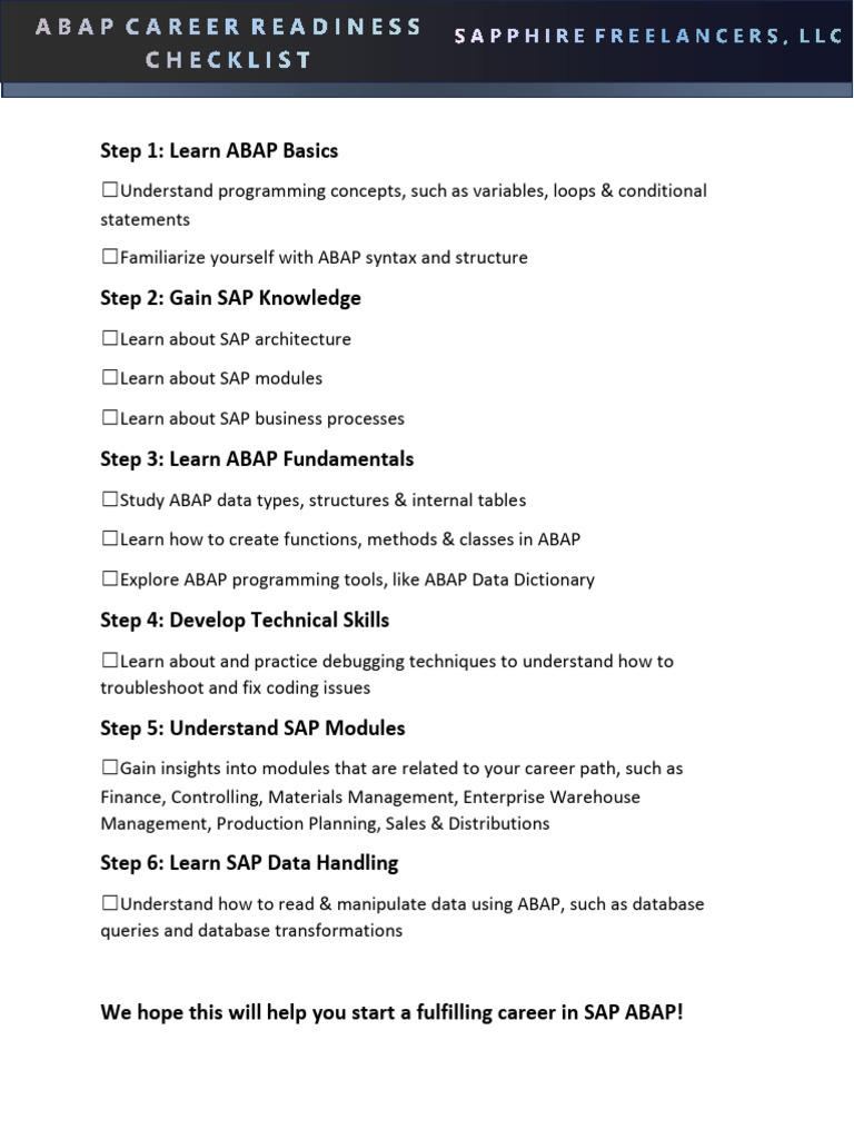 ABAP Readiness Checklist | PDF