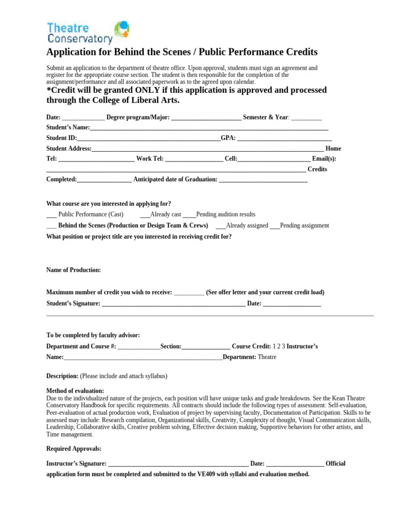 BTS/Public Performance Credit Application | PDF