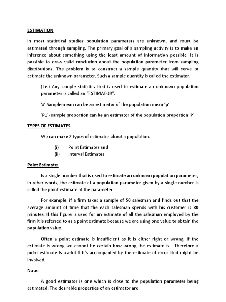 Estimation Theory and Problem | PDF | Estimator | Bias Of An Estimator
