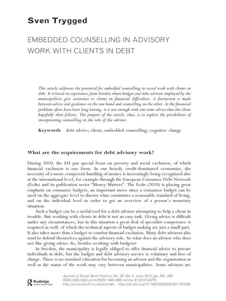 Embedded Counselling for Debt Advisors | PDF | Psychotherapy | Thought