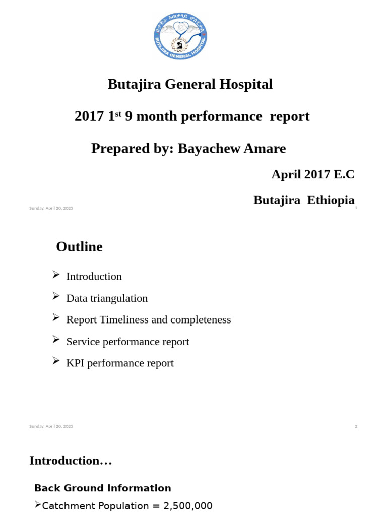 Butajira General Hospital 2017 Performance Report | PDF | Medical ...