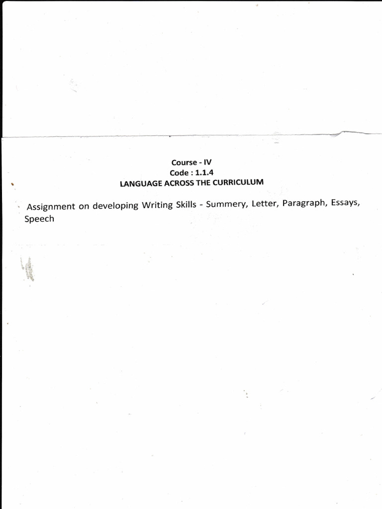 Assignment On Developing Writing Skills - Summery, Letter, Paragraph ...