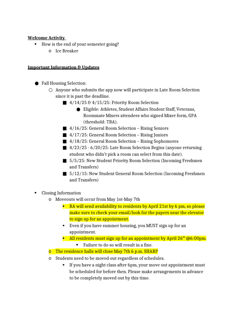 April Floor Meeting Agenda - Upper | PDF
