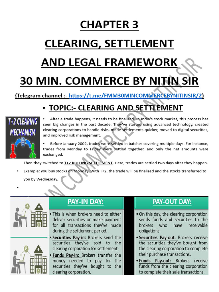 Clearing and Settlement in Stock Market | PDF | Finance & Money ...