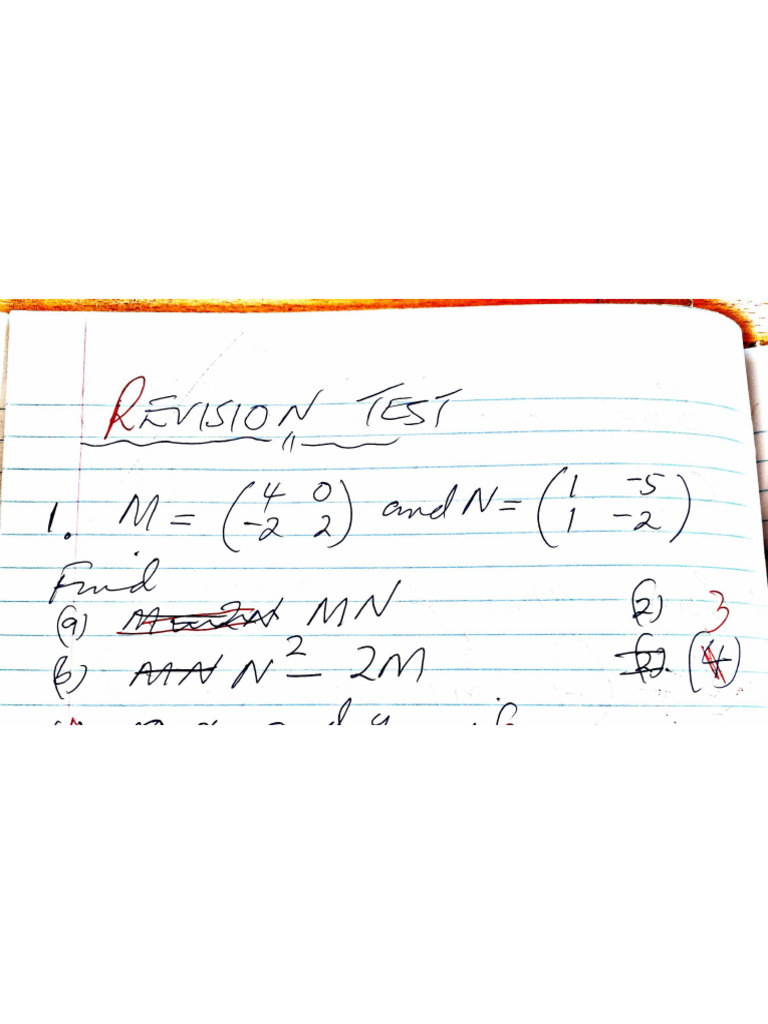 Matrices, Revision Test 05-Jan-2024 09-21-25 | PDF