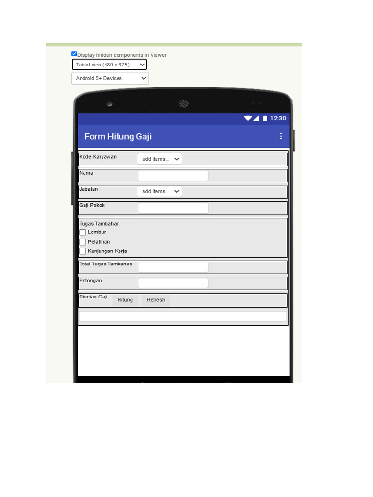 Mit App Inventor - Form Hitung Gaji | PDF