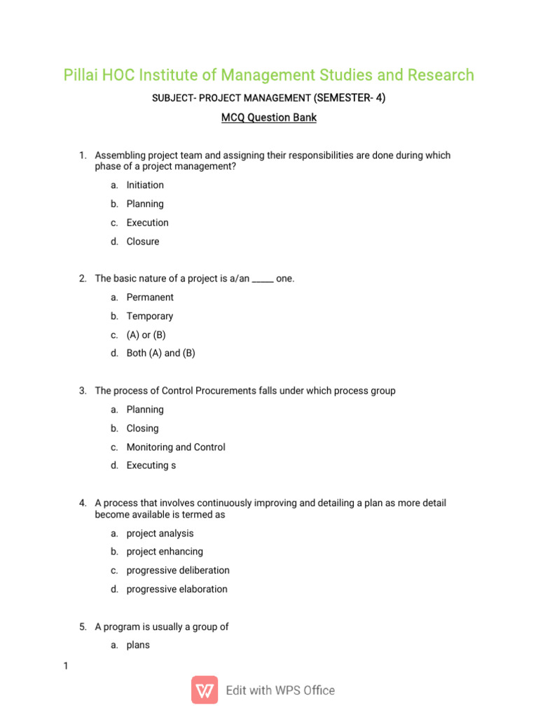 Project-Management-Question-Bank-Cluster-09 | PDF