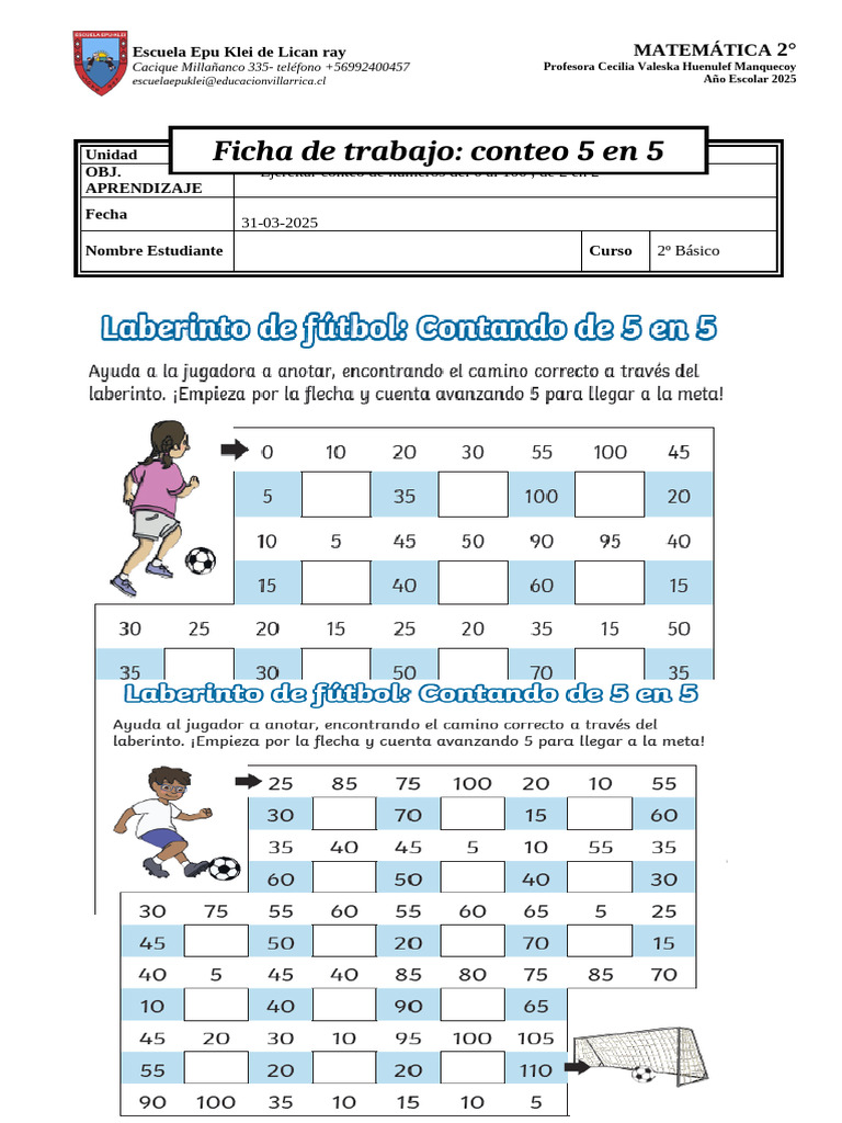 Guía Segundo Nº6 Conteo de 5 en 5 | PDF